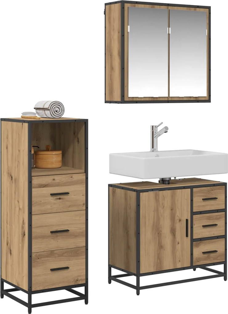 Sada koupelnového nábytku 3 ks Artisanový dub 3402424