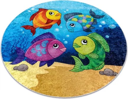 JUNIOR 51594.801 mycí kobereč kulatý ryby, oceán pro děti protiskluz