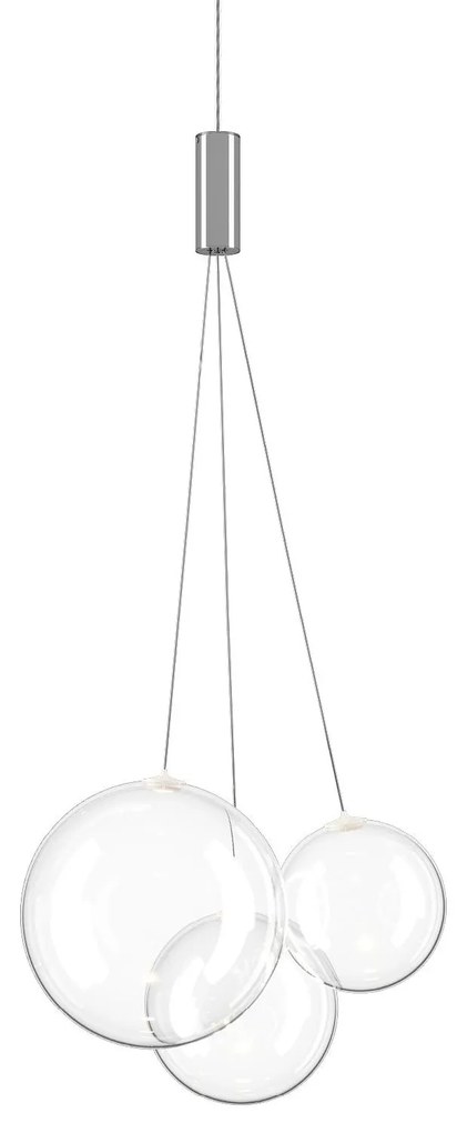 Lodes Random, závěs z čirého foukaného skla, 3x1W LED 2700K, šířka 29cm