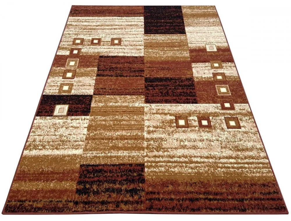 Kusový koberec PP Kostky hnědý, Velikosti 70x130cm