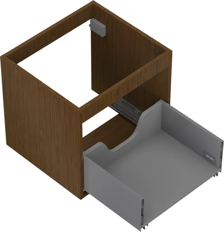 Mexen Box-A, závěsná skříňka 50 cm, 1 zásuvka, ořech, 91AX0-0500-470-1-86