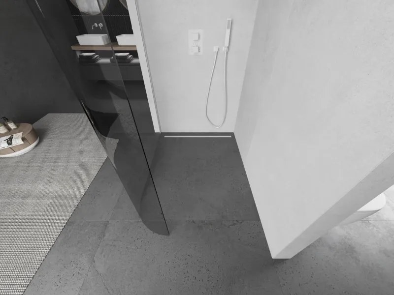 Mexen Kioto L, sprchová zástěna Walk-In 100 x 200 cm, 8mm čiré sklo, bílý profil, 800-100-103-20-06