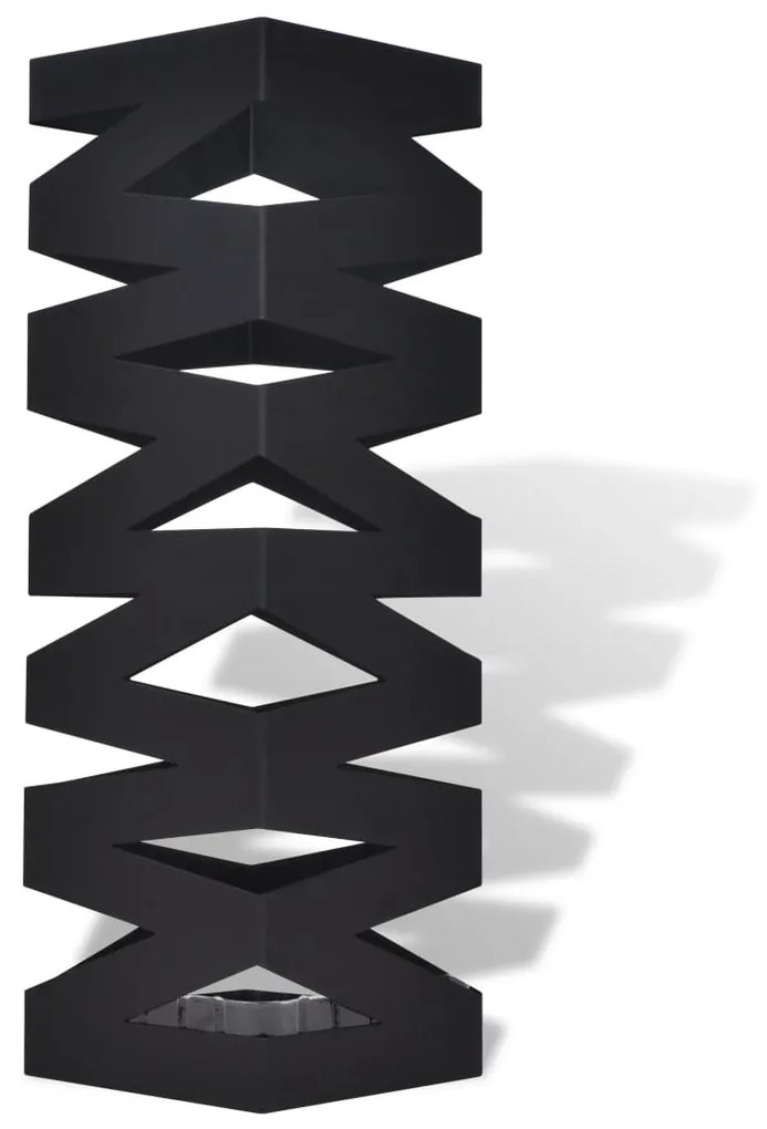 Černý hranatý stojan na deštníky a vycházkové hole, ocelový, 48,5 cm