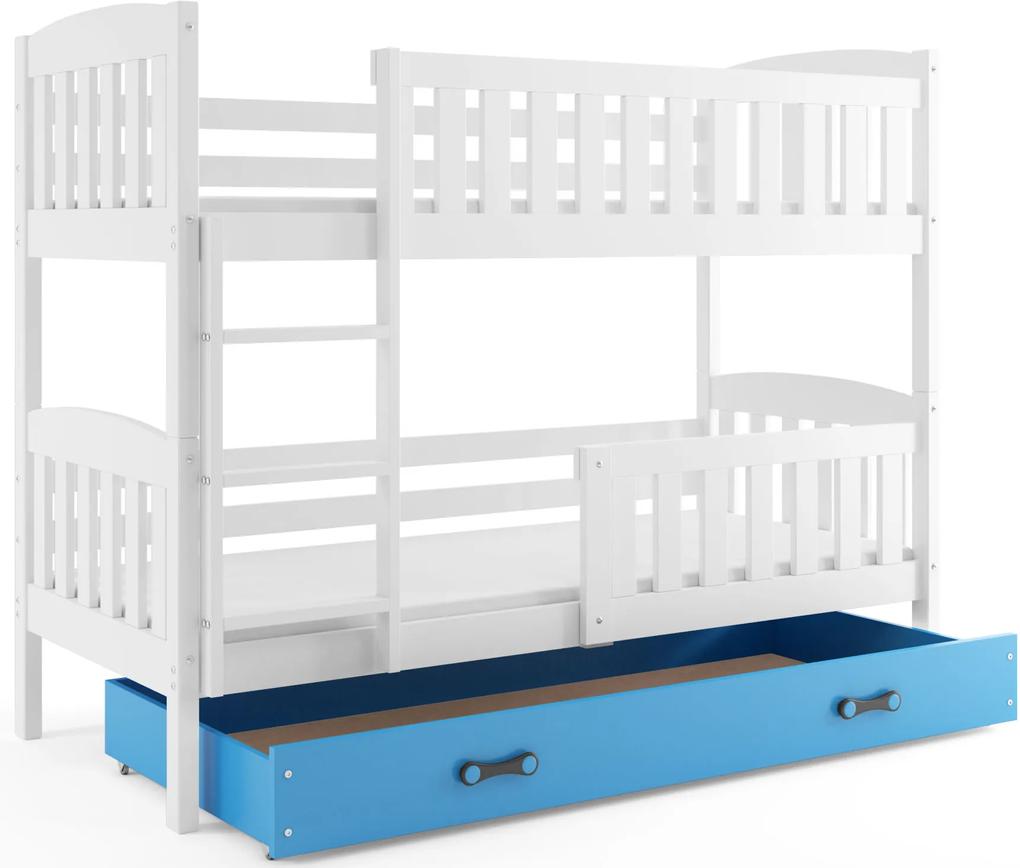 BMS Group Dětská patrová postel s úložným prostorem KUBUS bílá Velikost postele: 200x90 cm, Barva šuplíku: Růžová