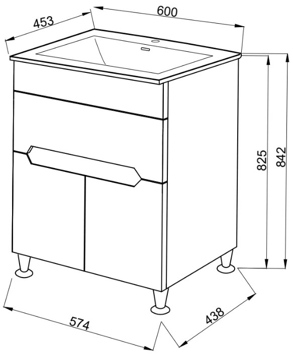 Lavedo Marco Kante 60 koupelnová skříňka s umyvadlem z litého mramoru