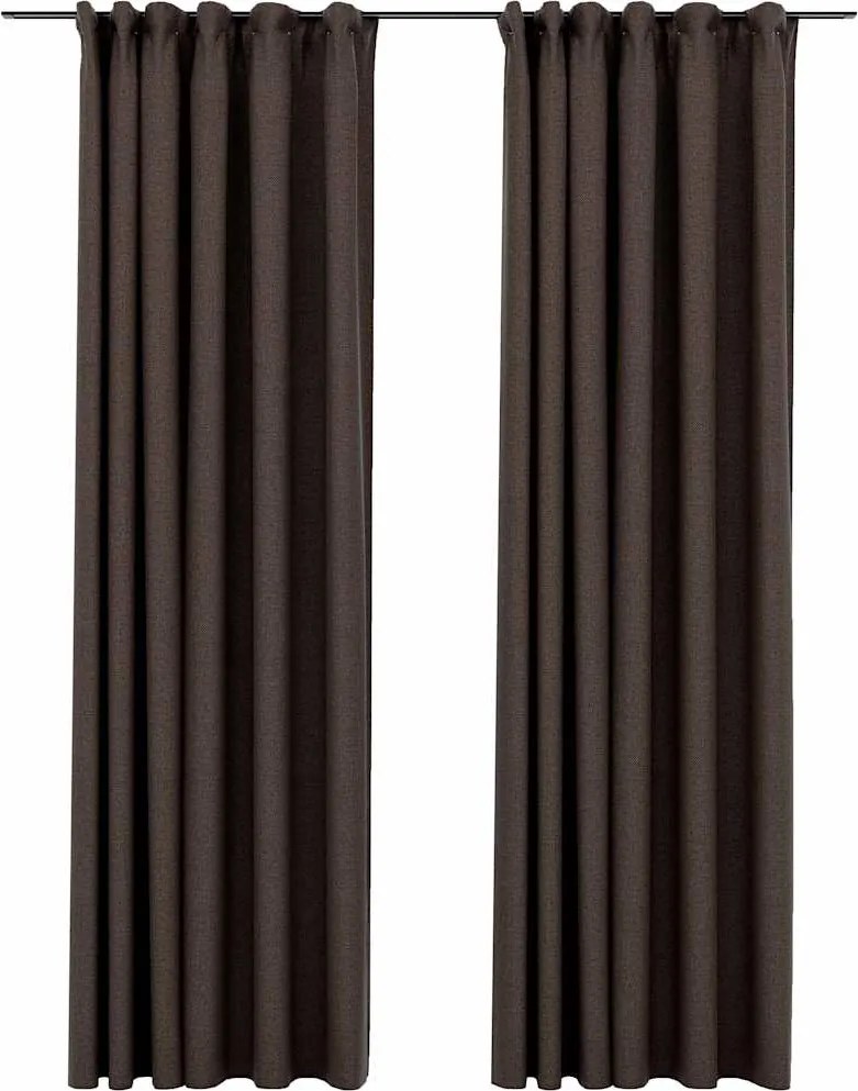 Zatemňovací závěsy s háčky vzhled lnu 2 ks taupe 140 x 245 cm 321206
