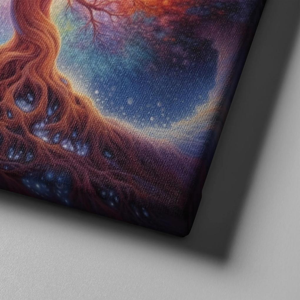 Obraz na plátně - Strom života napojen na vesmír FeelHappy.cz Velikost obrazu: 120 x 120 cm