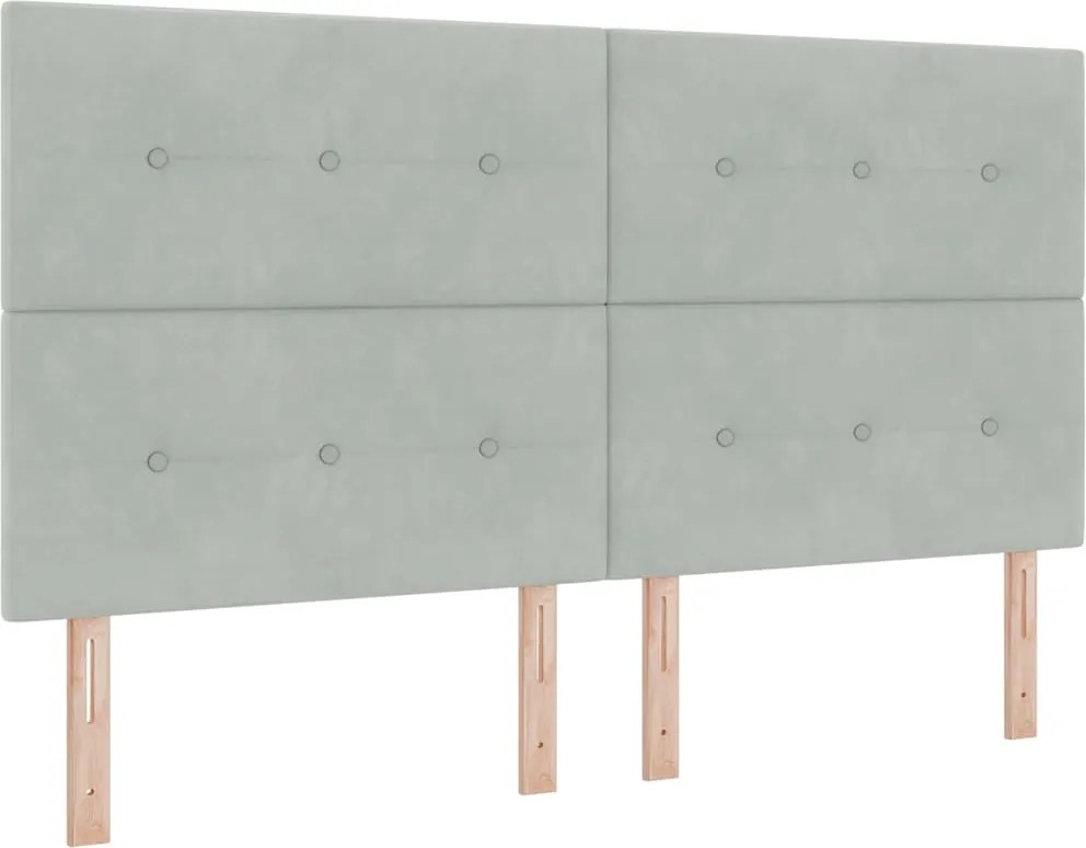 Postel s boxspringem s čelo Světle šedá 200 x 180 cm samet 3344528
