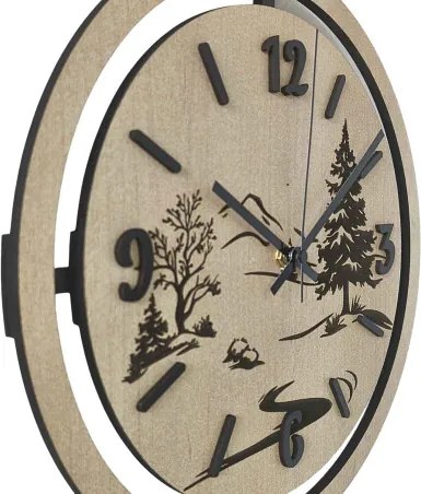 Dřevěné nástěnné hodiny s motivem lesa - moderní design | SENTOP HDF0607-čiene-ruky