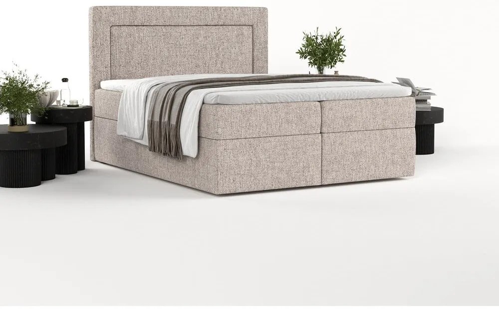 Světle hnědá boxspring postel s úložným prostorem 140x200 cm Imagine – Maison de Rêve