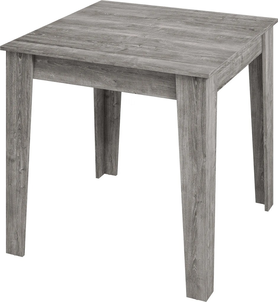 HOMCOM jídelní stůl pro 4 osoby, čtvercový kuchyňský stůl 80x80x75 cm s protiskluzovými nožičky, šedý dřevěný efekt