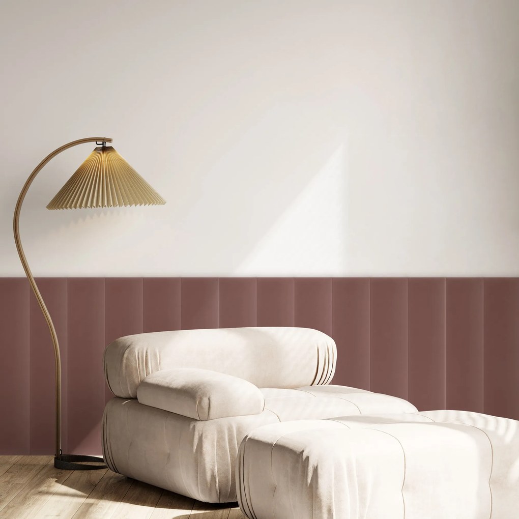 Sametový čalouněný panel - Obdélník - 60x15cm Farba: Starorůžová