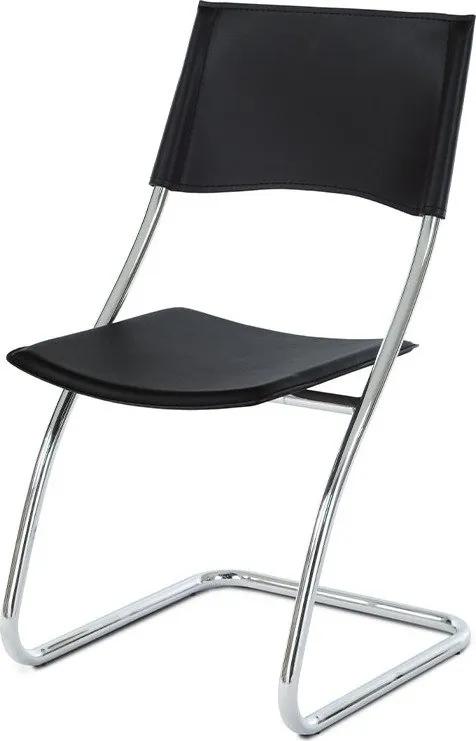 Autronic Židle chrom / černá koženka B161 BK