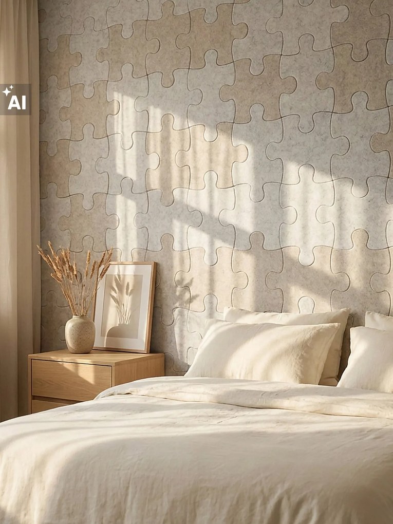 Sinsay - Sada plstěných nástěnných panelů ve tvaru puzzle 9 pack - šedá
