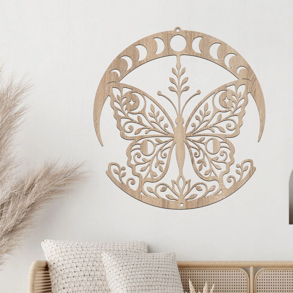 dřevo života Dřevěná dekorace Měsíční motýl Zvolte barvu dekoru: Třešeň, Zvolte rozměr Ø (cm): 40