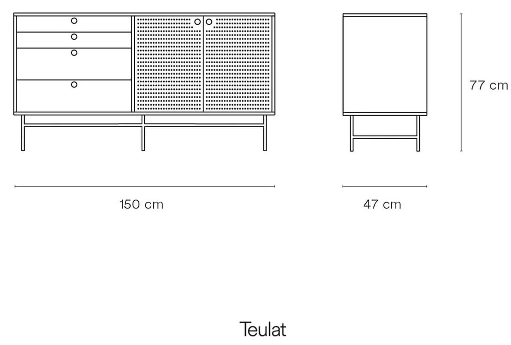 Komoda střední punto tmavě modrá 77 x 150 MUZZA