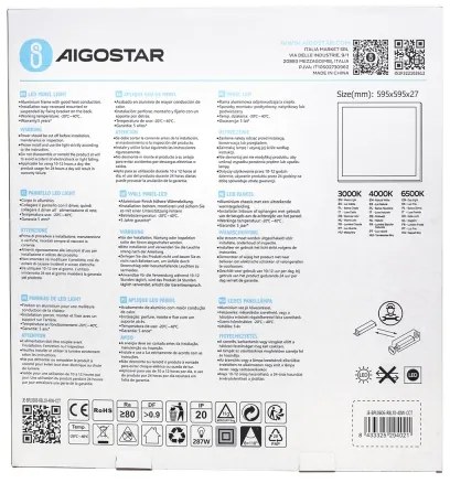 Aigostar - LED Podhledový panel LED/40W/230V 3000K/4000K/6500K 60x60cm bílá