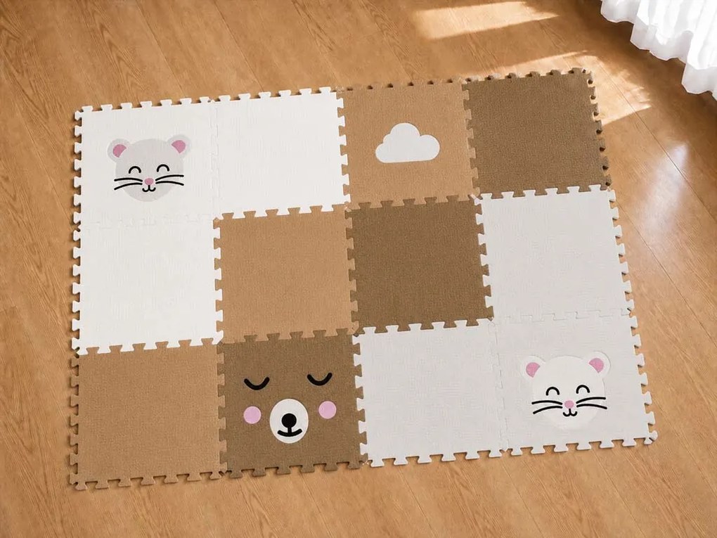 Pěnová podlaha puzzle 12 dílů MYŠKA A MEDVÍDEK