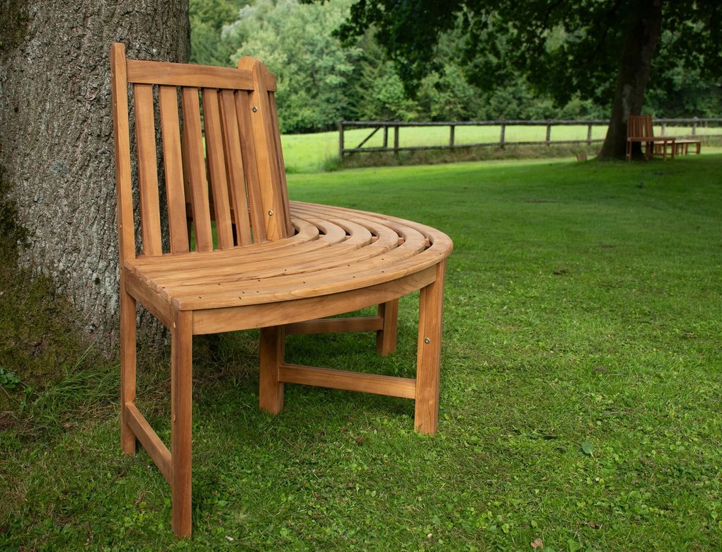 Lavice kolem stromu Male 206cm půlkruhové provedení s opěradlo – hnědá