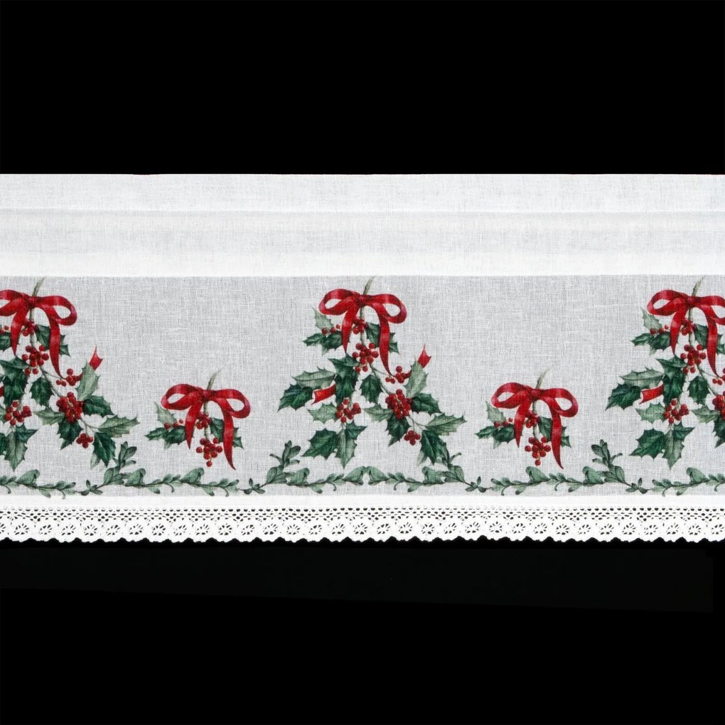 KRÁTKÁ VÁNOČNÍ ZÁCLONA NA PÁSCE XMAS7 150X30 CM VZOROVANÁ
