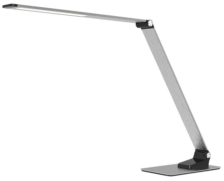 Solight LED stolní lampička stmívatelná, 11W, změna chromatičnosti, broušený hliník, stříbrná WO51-S