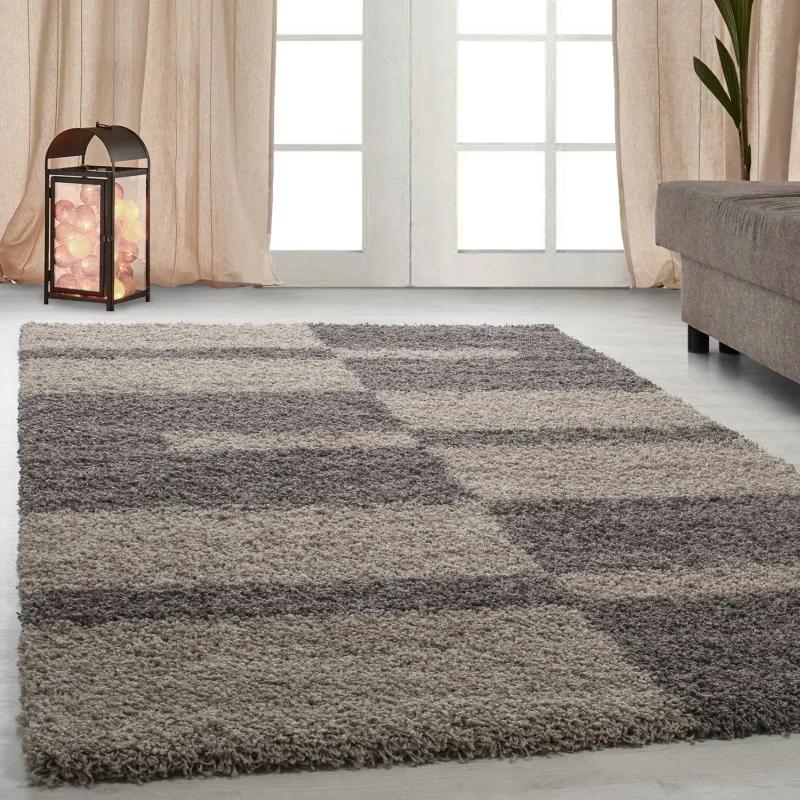 Ayyildiz Kusový koberec Shaggy Gala 2505 hnědý vysoký vlas 060x110 cm