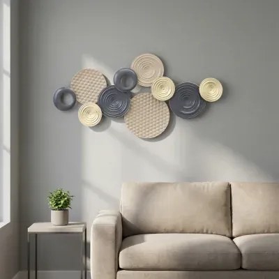 HOMCOM nástěnná dekorace, 3D design, kovový rám, univerzální použití, vícebarevná