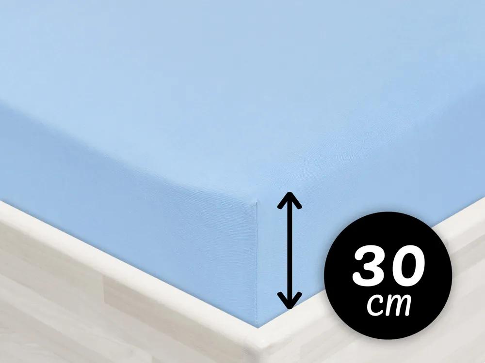 Jersey napínací prostěradlo na vysokou matraci JR-014 Nebesky modré 90 x 220 - výška 30 cm