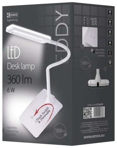 LED stolní lampa EDDY bílá EMOS Z7599W