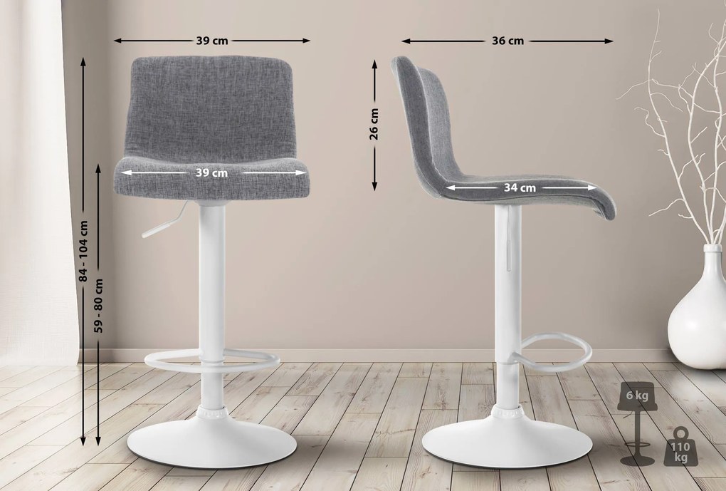Barová židle Hoover látka W – světle šedá