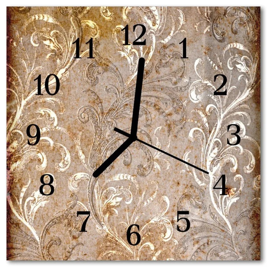 Skleněné hodiny čtvercové Květinový vzor 30x30 cm
