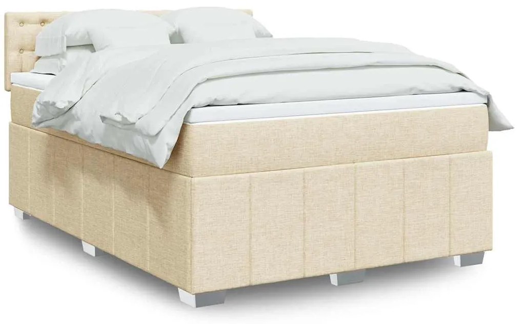 Box spring postel s matrací krémová 140x190 cm textil 3289382