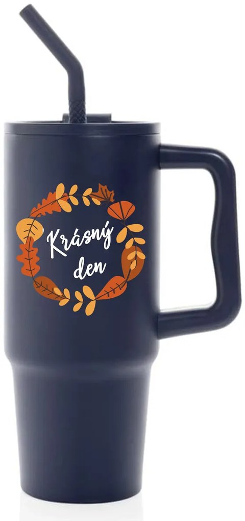 KRÁSNÝ DEN (PODZIM) - modrý cestovní termohrnek 900 ml