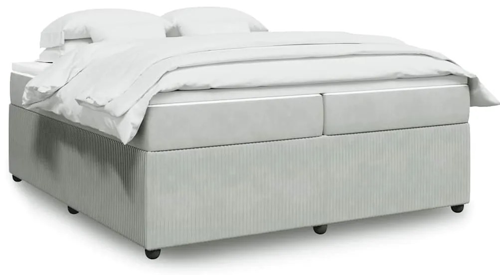 Box spring postel s matrací světle šedá 200x200 cm samet 3285662