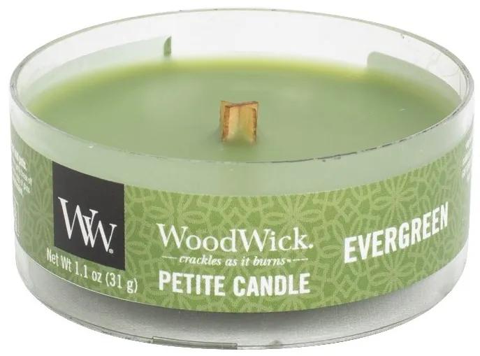 WoodWick Svíčka Petite Evergreen, 31 g