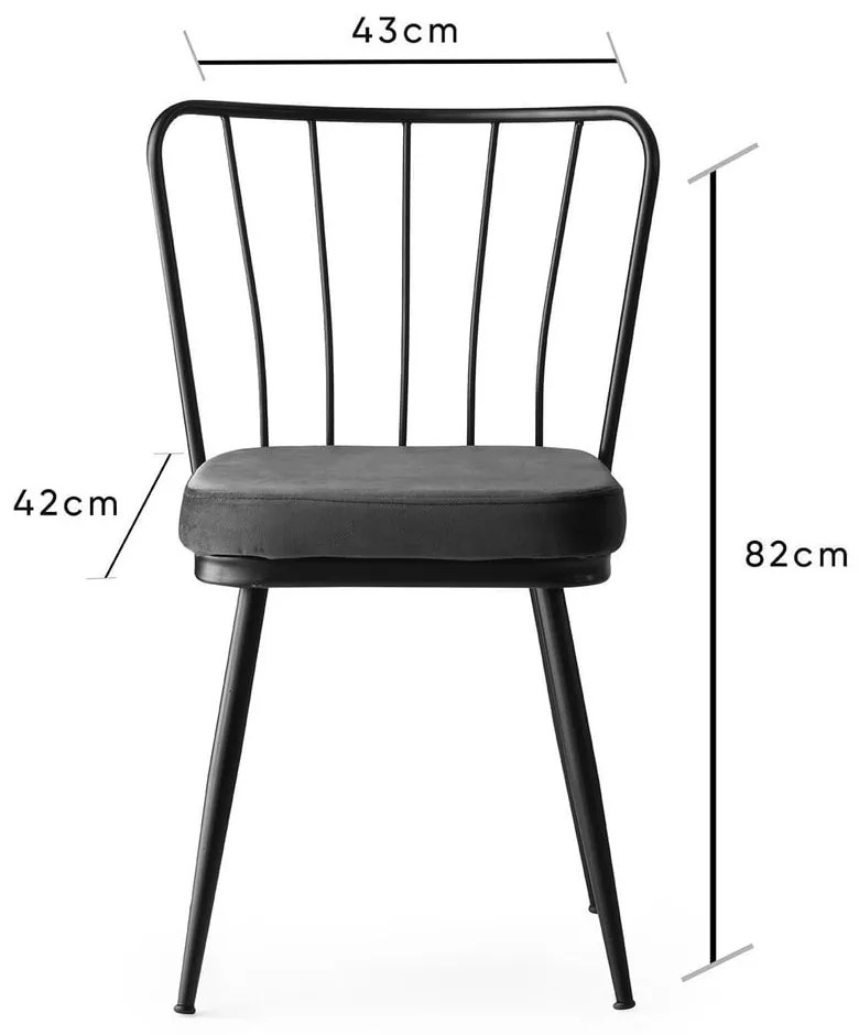 Antracitové kovové jídelní židle v sadě 2 ks Yildiz – Kalune Design