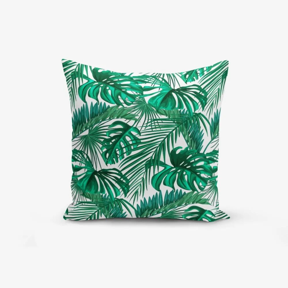 Povlak na polštář s příměsí bavlny Minimalist Cushion Covers Mint Green Kavanice, 45 x 45 cm