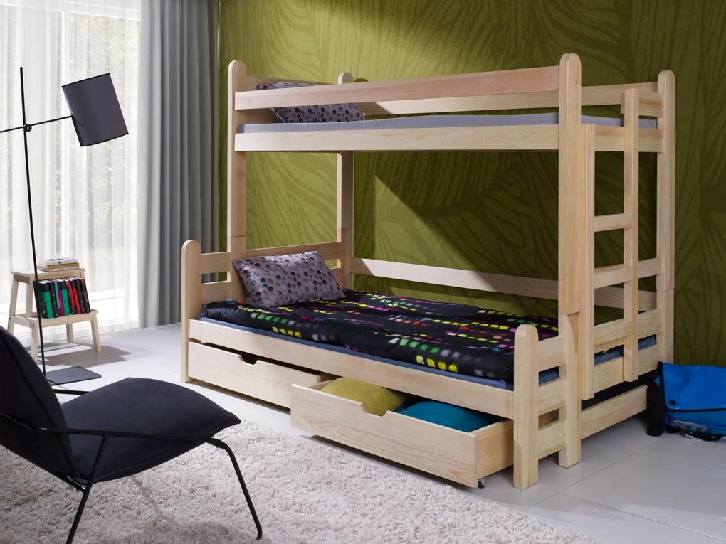 Patrová postel Bingo 90x200 cm s rozšířeným spodním lůžkem 120x200 cm