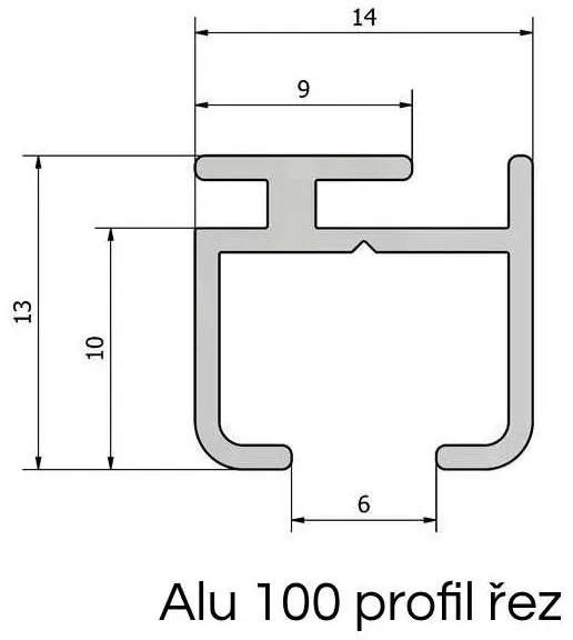 AluDeco Záclonová kolejnice ALU 100, do stropu, s kluznými jezdci, bílá Rozměr produktu: 101 - 150 cm