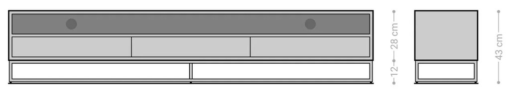 DELIFE TV stolek Famke 200 cm mango teak 2 přihrádky 3 zásuvky