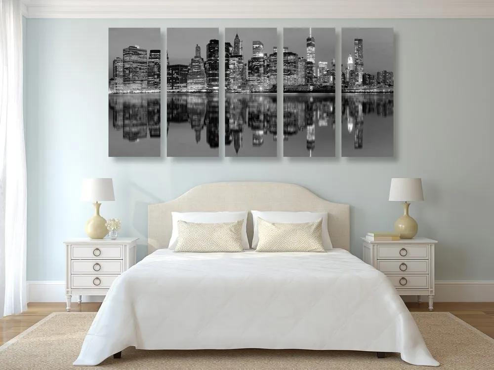 5-dílný obraz město Manhattan v černobílém provedení Varianta: 100x50