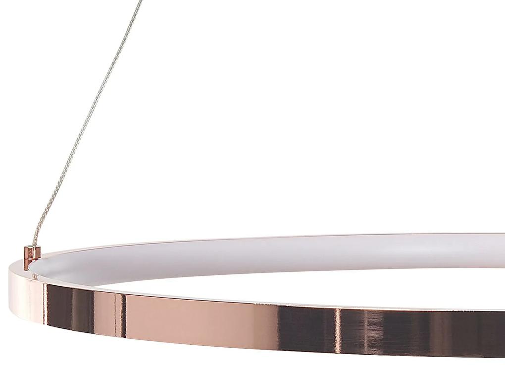 Závěsná LED lampa kovová ø 50 cm růžově zlatá JORDAN Beliani