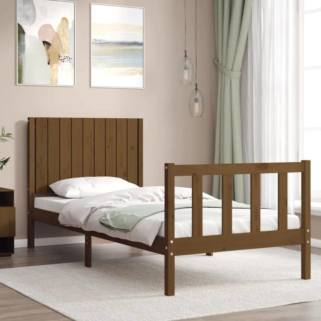 vidaXL Rám postele s čelem 90 x 200 cm masivní dřevo [3192932] Barva: Černá