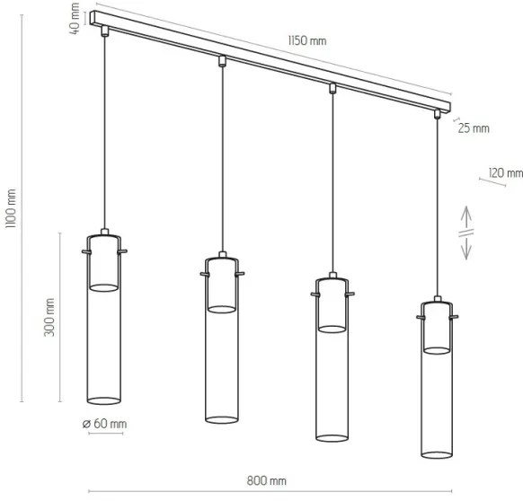 Lustr na lanku LOOK GRAPHITE 4xGU10/10W/230V