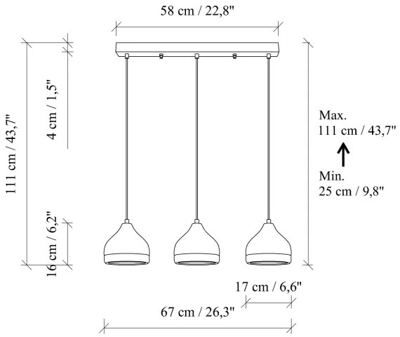 Lustr na lanku YILDO 3xE27/40W/230V bílá/zlatá