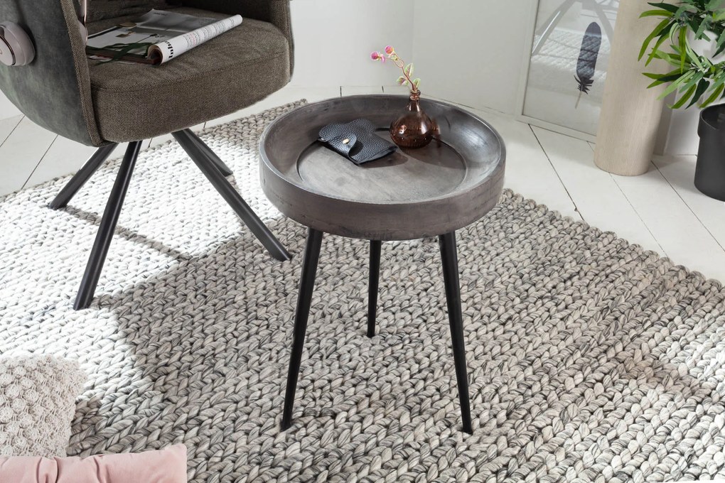 Noble Home Šedý masivní akáciový odkládací stolek Punaro, 35 cm
