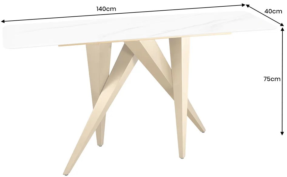 Designová konzole Zephyra 140 cm bílá