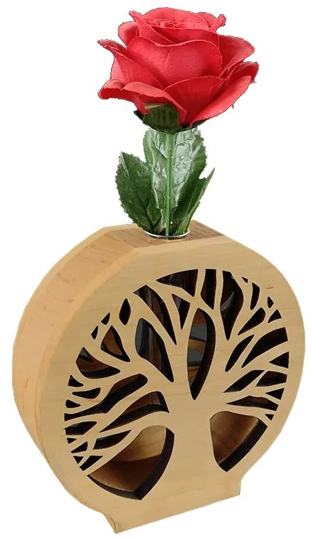 AMADEA Dřevěná váza kulatá - strom, masivní dřevo, výška 15 cm, český výrobek