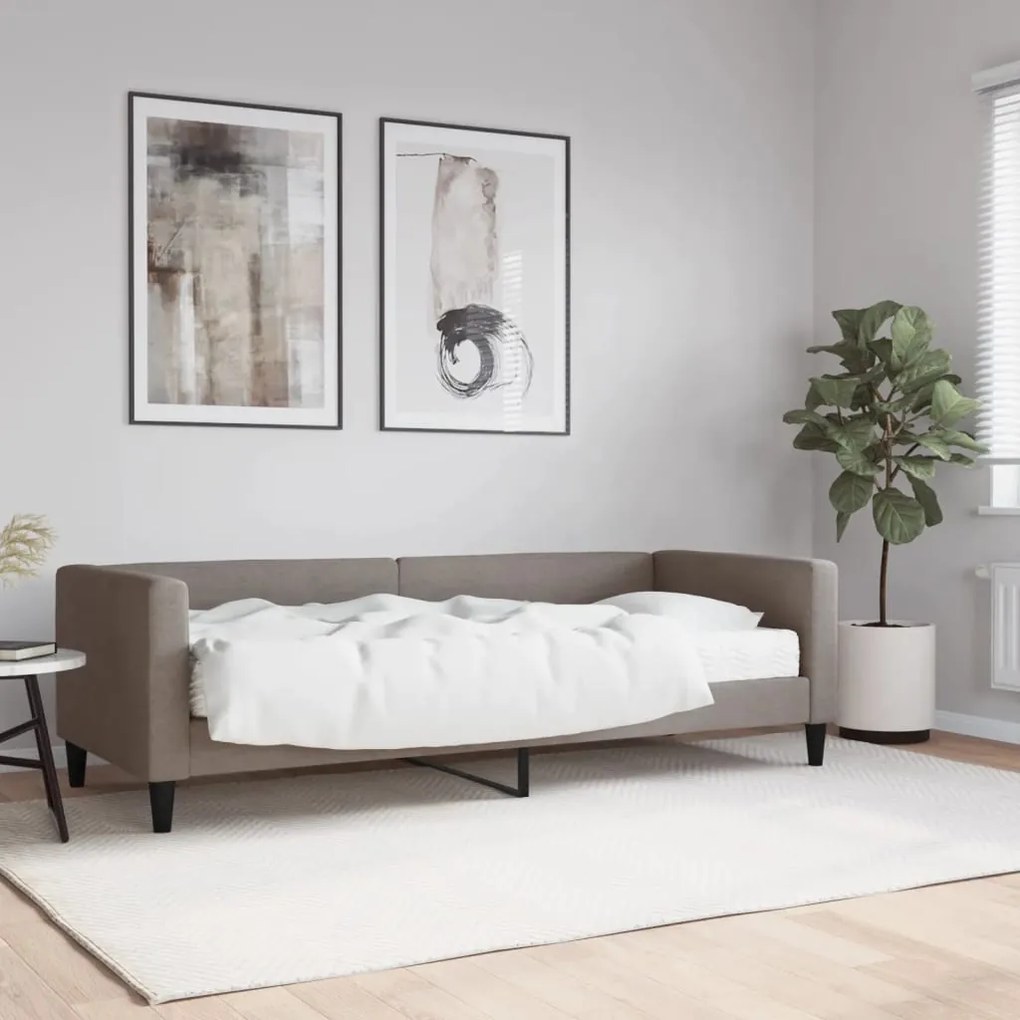 Válenda s matrací taupe 80 x 200 cm textil 3196558