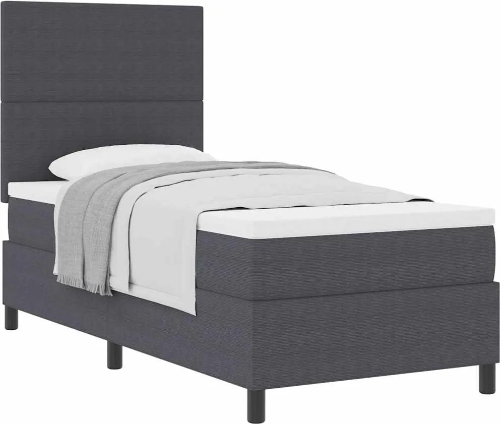 Postel s boxspringem s čelo Tmavě šedá a bílá 90 x 200 cm 3337540